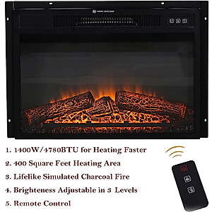 MFSTUDIO Farmhouse Electric Fireplace TV Stand for TV's Up to 55" Media Entertainment Center Console with Insert Fireplace and Adjustable Shelves Storage Cabinet Chest for Living Room, Black