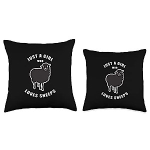 Farmer Girl Sheep`s Women Girls Gifts & Apparel Just Loves Sheeps Outfit Funny Farm Girl Design Throw Pillow, 16x16, Multicolor
