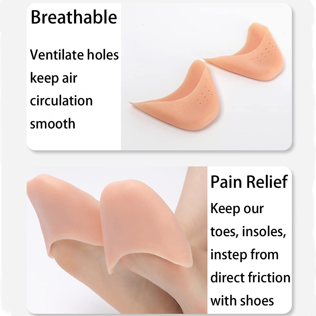 Silicone Toe Protectors for High Heel, Toe Pads, Gel Toe caps, Reusable Toe Sleeve for Women Pain Relief