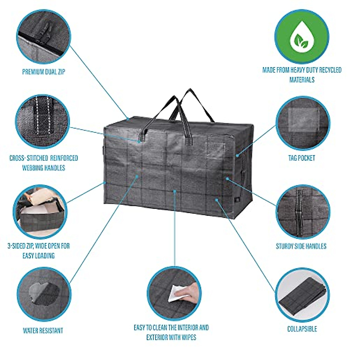 VENO 2 Pack Large Insulated Reusable Grocery Bag w/ Cardboard Bottom, Food Delivery, Heavy Duty, Collapsible (BLK Windowpane)