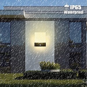 AIRTWESD 20W LED Outdoor Wall Light with Motion Sensor Outdoor Lighting Sconce Waterproof Wall Mounted Sconce Light for Patio Porch Courtyard Garden Backyard Villa Warm White 3000K