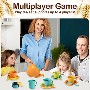 BUYGER Kids Pretend Play Tea Party Set for Little Girls Kids Toddler Kitchen Toy Set Accessories for Ages 3-5 3 4 5 Years Olds