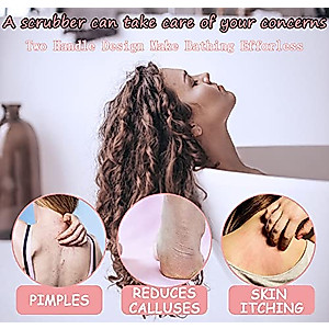 4 Pack Exfoliating Back Scrubber with Handles, Nylon Extended Length Bath Towel Shower Back Washer Exfoliating Washcloth Rear Scrub Stretchable for Body Shower Deep Cleaning Massages