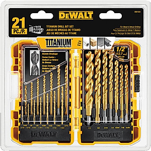 DEWALT DG5543 16 in. 33 Pocket Tool Bag + DEWALT Titanium Nitride Coated Drill Bit Set, Pilot Point, 21-Piece (DW1361)