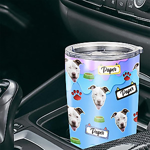 Personalized Dog Tumbler Customized Photo Pet Face Puppy Tumbler With Lid Stainless Steel Insulated Cute Travel Cups Gift for Dad Mom Mama Pet Lovers Birthday