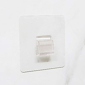 LeleCAT Wall Hooks 13lb(Max),Waterproof and Oilproof,Transparent Seamless Hooks Bathroom Kitchen Heavy Duty Self Adhesive Hooks,4 Pack