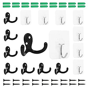 YYwingek 8pcs Wall Hooks and 8 Pack Heavy Duty Self Adhesive Hooks