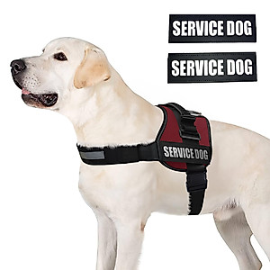 ALBCORP Service Dog Vest Harness - Reflective - Woven Polyester and Nylon, Comfy Mesh Padding - Sizes from XXS to XL – Service Dog Patches Included. Red Camo, Large
