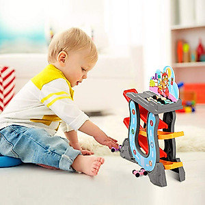 KINGBOT Toddler Toys for Boys Age 2 – Toy Car Ramp Race Tracks with 6 Mini Cars, Ramp Racer Toy Car Gifts for 3 4 5 Years Old Kids