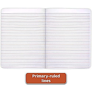 Mead Primary Composition Notebook K-2, 6 Pack Primary Ruled Composition Book, Color May Vary, Grades K-2 Writing Dotted Lined Notebook, 100 Sheets (200 Pages) 489902ELG