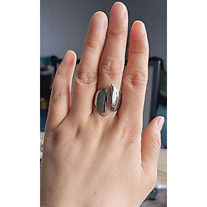 COUYA Punk Stainless Steel Silver Open Cuff Ring Midi Band Knuckle Rings Finger Statement Rings for Women Ladies (7)