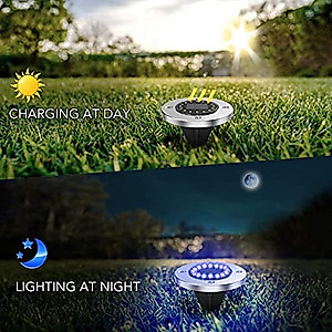 SUNTOUCH TREASURES Solar Ground Lights - 20 LED, 12 Pack Outdoor Disk Lights - Waterproof in-Ground Garden Light Set for Pathway, Lawn - Bright Landscape Lighting for Yard, Patio, Walkway