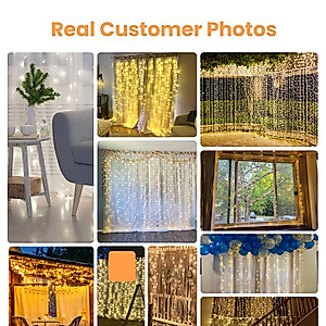 Twinkle Star 300 LED Window Curtain String Light Wedding Party Home Garden Bedroom Outdoor Indoor Wall Decorations, Warm White