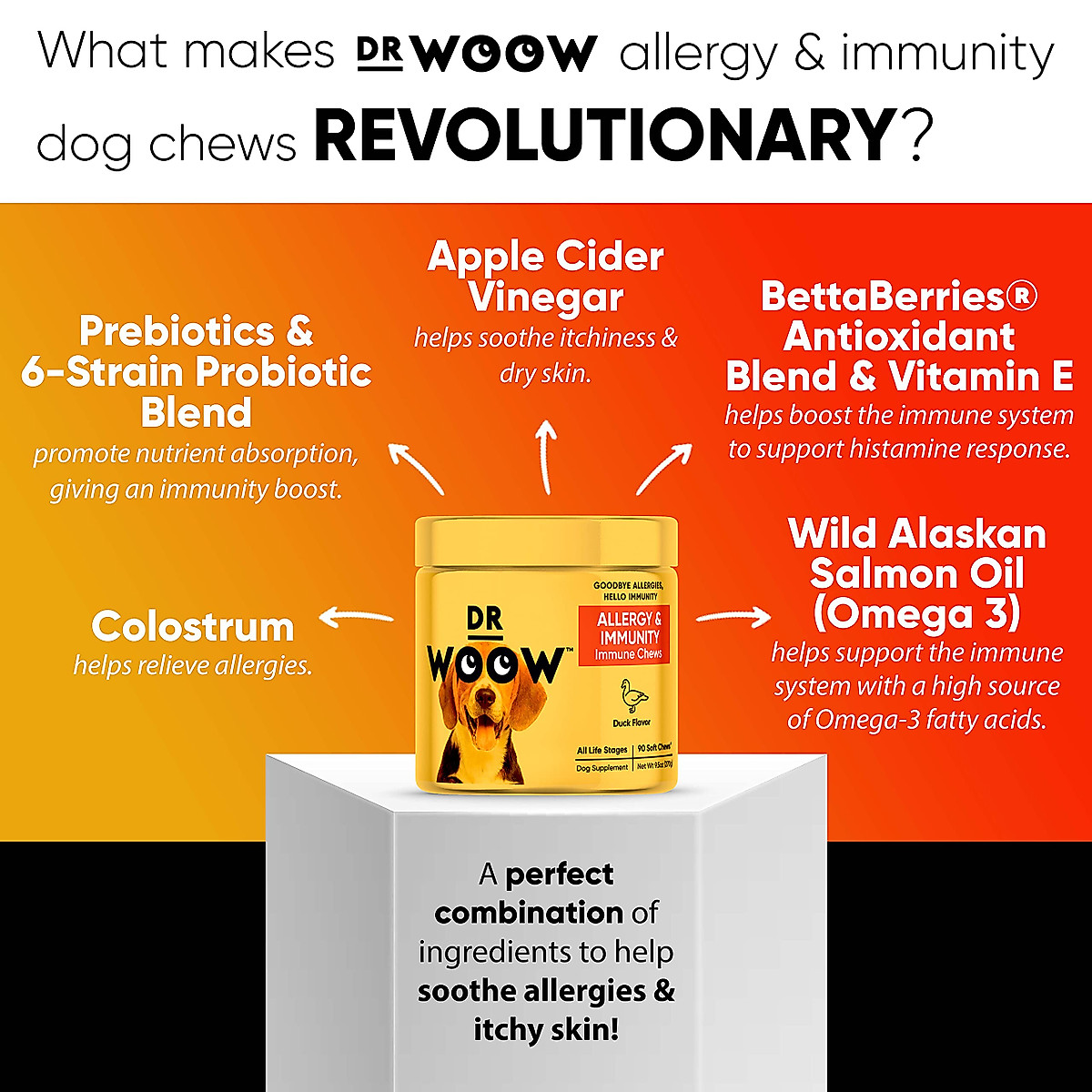 Dr Woow Probiotics for Dogs + Allergy Support Soft Chew Supplement Bundle - Prebiotics, Digestive Enzymes, Salmon Oil & Omega 3 Fish Oil, Itch Relief for Dogs, hot Spots and Postbiotic for Dogs