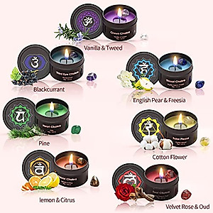 Chakra Candles with Premium Crystal and Healing Stones Luxury Meditation Scented Candles Gift Set for Women Stress Relief Spiritual Decor Healing Candles for Yoga, Aromatherapy