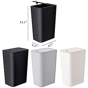 XAJH 2 Pack Trash Can with Lid, Slim Bathroom Trash Can, Small Trash Can with Press Top Lid, Plastic Garbage Can, Waste Basket for Bathroom, Kitchen, Bedroom,Living Room, Office