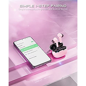 Black Shark Bluetooth Earbuds Wireless Earbuds with Emoji LED Light, Gaming Earbuds with 45ms Ultra Low Latency, Bluetooth 5.1, Music and Gaming Dual Modes, 24H Playtime, IPX5 Waterproof- Pink