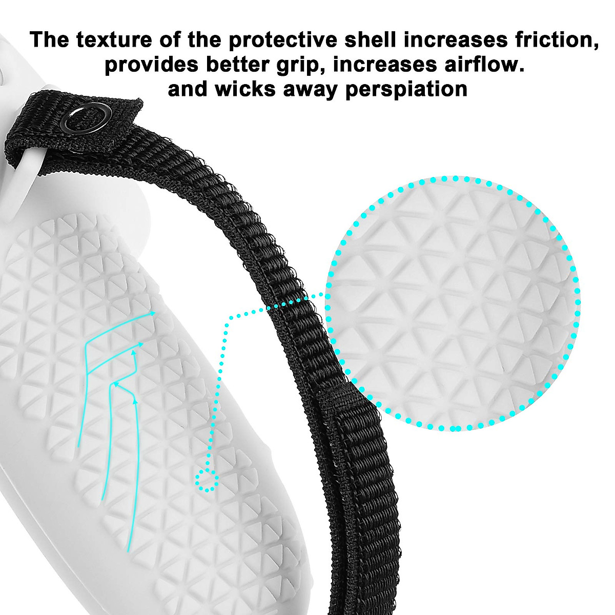 Seltureone Accessories Compatible for Quest 2 Controller Full Grip Cover with 2 Controller Caps, Anti-Slip Anti-Fall Protective Silicone Sleeve with Hand Strap for Quest 2 Headset, White