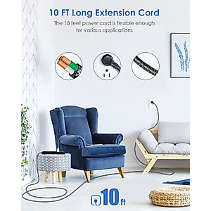 10 Ft Power Strip Surge Protector- 5 Outlets 3 USB Ports, Flat Plug Braided Extension Cord, Overload Surge Protection, Wall Mount for Hotel, Home and Office.