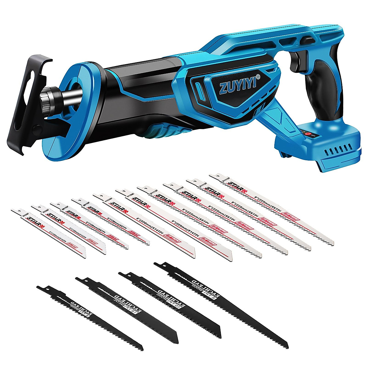 ZUYIYI Cordless Reciprocating Saw for Makita 18V Battery Electric Reciprocating Saw, Variable Speed Power Saw Keyless Blade Clamp with 14 Saw Blades for Wood Metal PVC Cutting(Battery NOT Included)