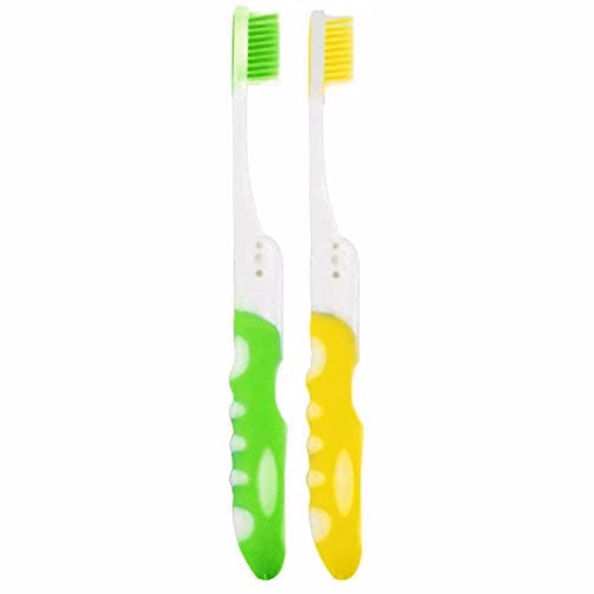 Azi 2pc Premium TSA Approved Travel Toothbrush On The Go Folding Medium Bristles & Tongue Cleaner/Gum Massager Travel Camping Handbag Backpack Car RV Dorm Gym School Locker