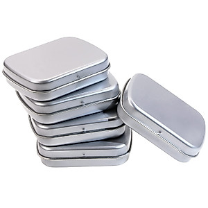 Mini Skater Small Metal Portable Storage Box, Mini Rectangle Empty Hinged Tins with Lid, Home Organizer for Drawing Pin, Pills, Candies, Earring and Jewelry Craft, Silver Grey (4)