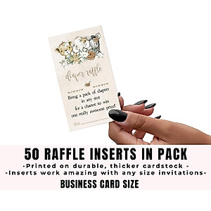 Paper Clever Party Flora Safari Diaper Raffle Tickets for Baby Shower Games, Invitation Insert Cards, 50 Pack