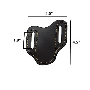 Leather Knife Sheath Slanted Pancake Sheath, 5 Inch Tooled Leather Sheath Belt Clip, Belt Sheath,Trapper Knife Sheath Belt Loop Case Pouch Holder (Dark Brown)