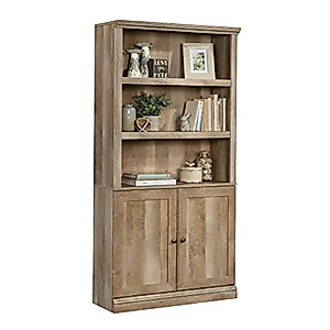 Sauder Miscellaneous Bookcase with Doors, L: 35.28" x W: 13.23" x H: 69.76", Lintel Oak finish