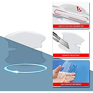 8Pcs 3D Transparent Car Door Bowl Scratch Protector, Car Door Handle Protector Accessories Clear Door Bowl Paint Protection Film Waterproof Anti-Scratch Stickers Covers for Most Models