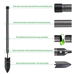 Garden Tools Set 5 Piece with Extended Handle, Heavy Duty Garden Tools Set, Ideal Gardening Tool Kit Gifts for Parents and Kids Including Trowels, Hand rake, Weeder, Pruning Shears