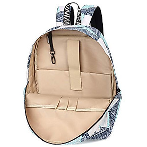 mygreen Backpack for Teens, Fashion Geometric Pattern Laptop Backpack College Bags Shoulder Bag Daypack Bookbags Travel Bag Blue&Green&Orange