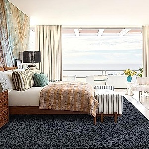 BALAPET Modern Plush Area Rug 8x10, Ultra Soft Large Faux Fur Area Rug for Bedroom Living Room, Non-Skid Indoor Carpet for Kids Playroom Home Decor, Solid Grey