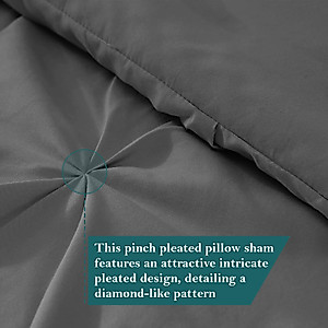 King Pillow Shams Set of 2 Pinch Pleated Dark Grey Pillow Shams King 20X36 Pinch Pillow Covers 100% Egyptian Cotton 600 Thread Count Hotel Class Bedding King Size Decorative Pinch Pillow Shams Set