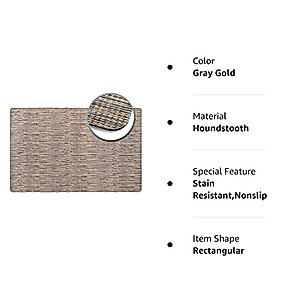 SoHome Ultra Thin Indoor Door Mat Kitchen Mat, Low Profile Stain Resistant Nonslip Design, Machine Washable, 24" x 35", Gray Gold