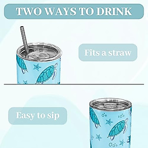 Sea Turtle Tumbler - 20 Oz Cute Turtle Gifts, Coffee Mug Cup Water Bottle for Cold or Hot Drinks