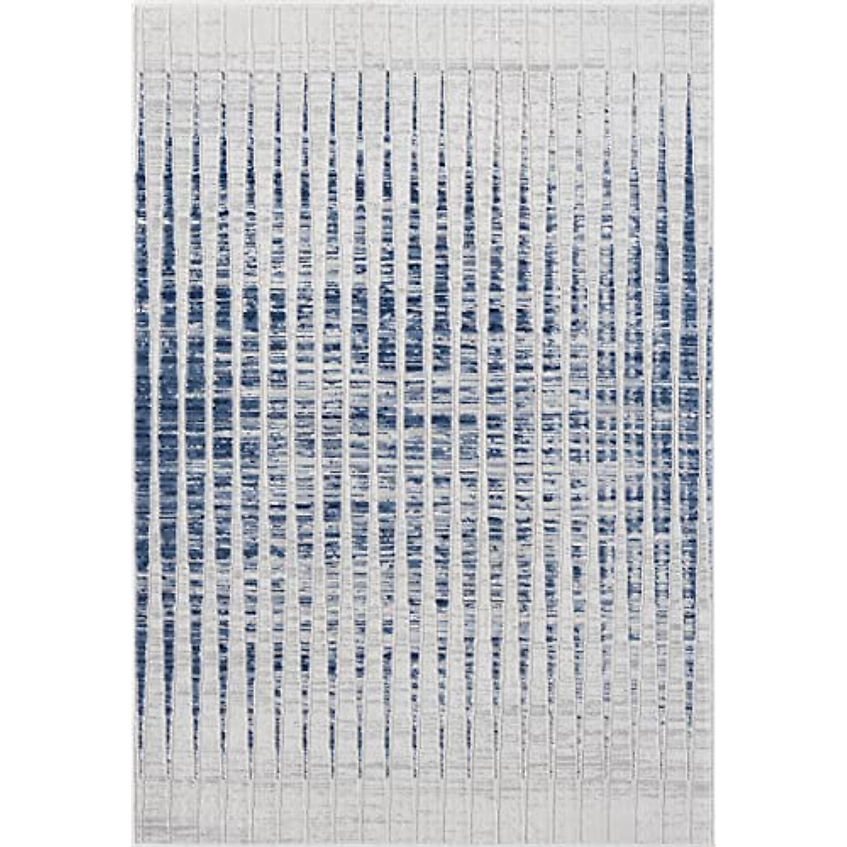 Abani Atlas 4'x6' Blue/Grey Area Rug, Striped Design - Durable Non-Shedding - Easy to Clean