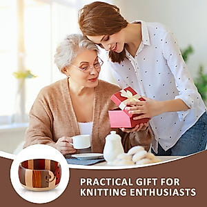 Wooden Yarn Bowl, 7x7x3in Knitting Yarn Bowl, Round Yarn Holder for Crocheting, Large Crochet Bowl Holder with Carved Holes, Weaving Thread Bowl, Yarn Basket Yarn Storage Bowl for DIY Handmade Crafts