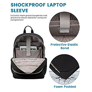 LOVEVOOK Laptop Backpack for Women & Men, 15.6 Inch Anti Theft Travel Backpack with USB Port, Stylish Casual Daypack for College, Large Capacity Teacher Nurse Work Backpack Purse, Black