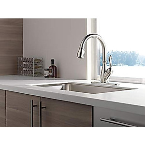Delta Faucet Leland Brushed Nickel Kitchen Faucet, Kitchen Faucets with Pull Down Sprayer, Kitchen Sink Faucet, Faucet for Kitchen Sink, Magnetic Docking Spray Head, SpotShield Stainless 9178-SP-DST