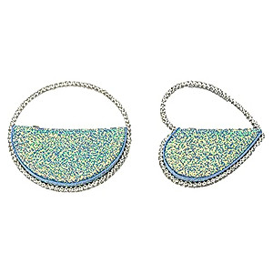 Anopo Heart Round Shape Rhinestone Clutch Purse Bag Diamond Frame Glitter Bright Sequins Evening Handbag Wedding Party Prom Heart Purple