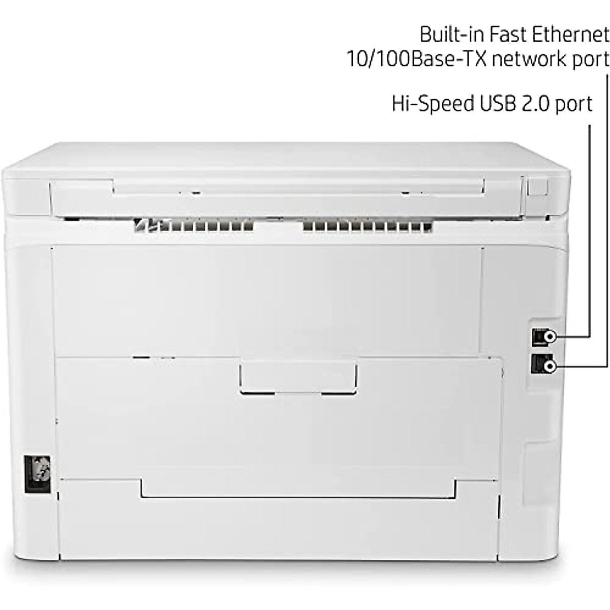 HP Color Laserjet Pro MFP M182nw All-in-One Wireless Laser Printer, White - Print Scan Copy - 17 ppm, 600 x 600 dpi, 8.5 x 14, 2-Line LCD with Numeric Keypad Display, Ethernet, Cbmou Printer Cable