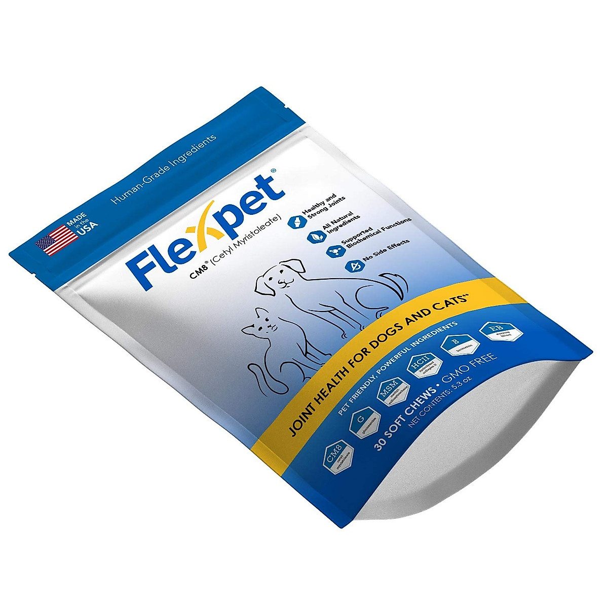 FlexPet Maximum Strength Soft Chews – All-Natural Pain Reliever for Dogs with Glucosamine and Cetyl Myristoleate (CM8), Hip and Joint Supplement, Anti-Inflammatory: Trial Pack - 30 Soft Chews