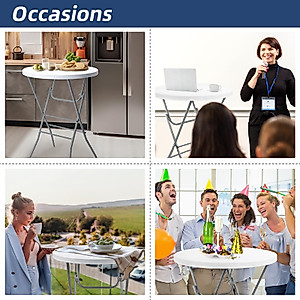 Byliable 32in Cocktail Folding High Top Table Bar Height Plastic Round Folding Table Indoor Outdoor with Removable Legs for Parties, Patio, Dining Room, Wedding