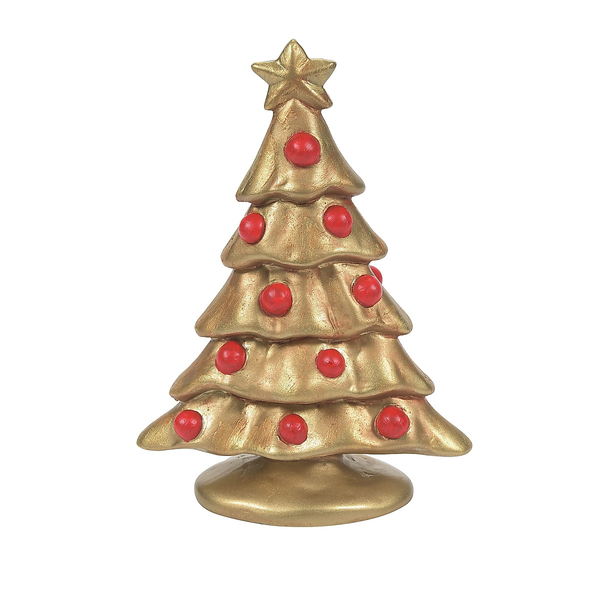 Department 56 Accessories for Village Collections Golden Christmas Gilded Tree Figurine, 3.5 Inch, Gold and Red