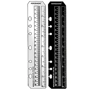 PERFORMORE 2 Pack of Snap-in 8” Bookmark Rulers, Black and Clear Plastic Page Marker Divider Pagefinder Measuring Today Ruler for A5 Size Binder Notebook Planner with Up to 7-Hole Ring Configuration