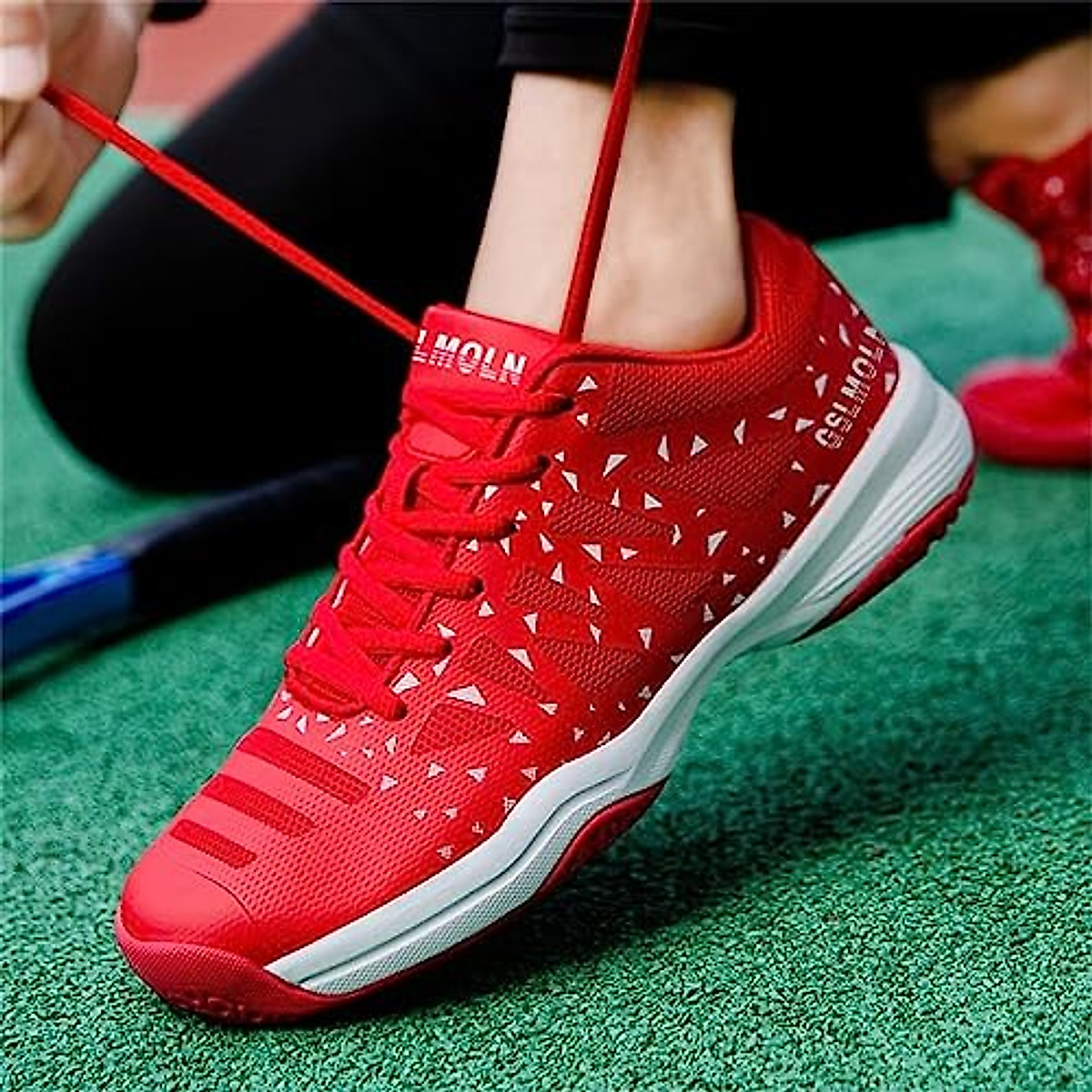Fashion Sneakers for Women Lightweight Breathable Lace-up Walking Shoes for Indoor Outdoor Red Size 10.5