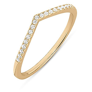 Milla Chevron Rings for Women - 14K Gold Plated Rings and 925 Sterling Silver - Wishbone 'V' Ring with Cubic Zirconia (14K Gold Plated over 925 Sterling Silver, Size 9)