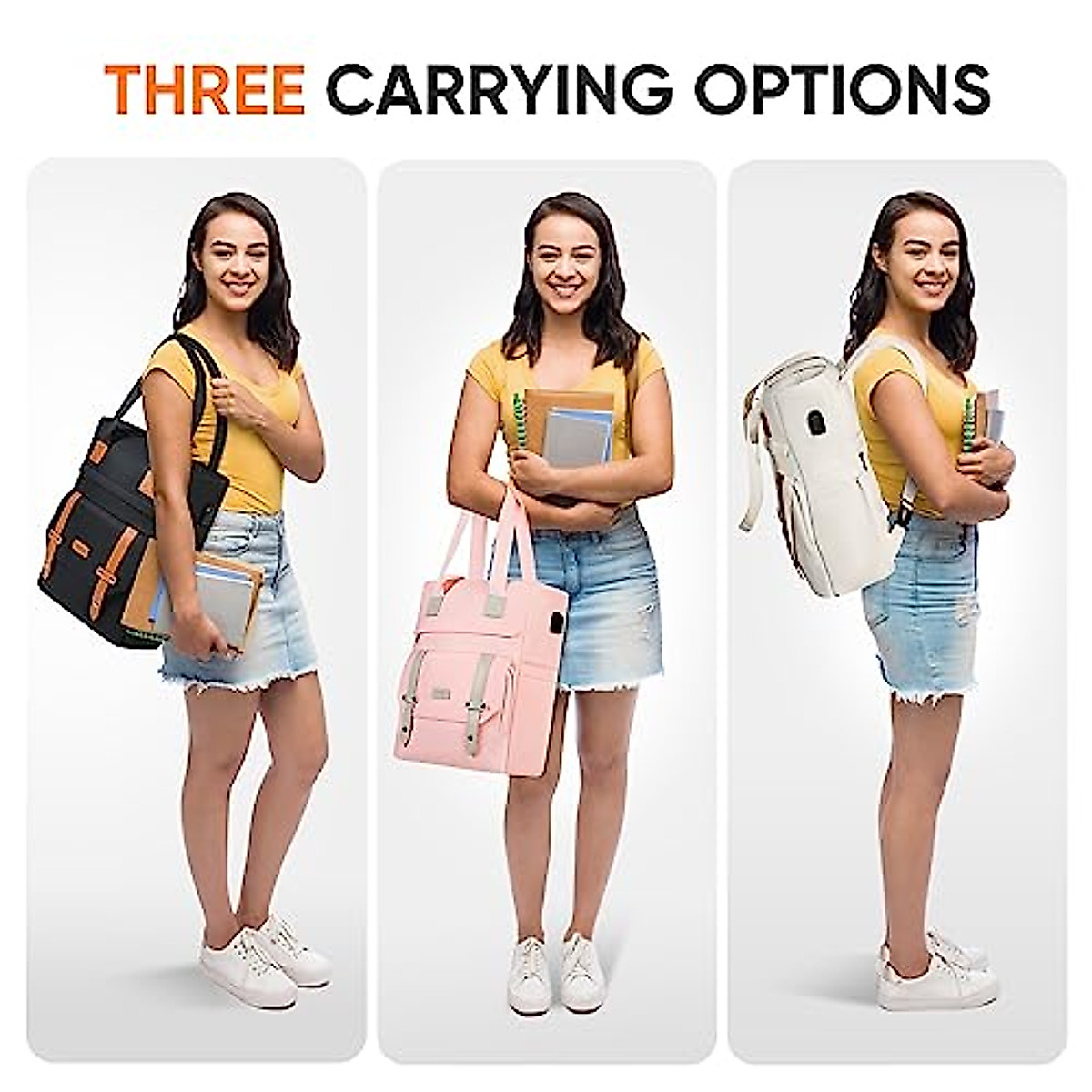 SOVICO Large 17 Inch Laptop Backpack for Women, Teacher Backpack with USB Port, Convertible Travel Backpack, Nurse/College/Work Backpack for Travel and Work-Black