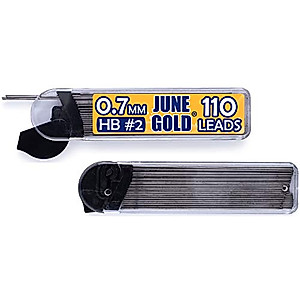 June Gold 8 Pack 0.7 mm HB #2 Mechanical Pencils, Extra Long Spin Eraser, 2 Lead Dispensers/w 220 Refills & 8 Refill Erasers, Break Resistant Lead, Soft Non-Slip Grip
